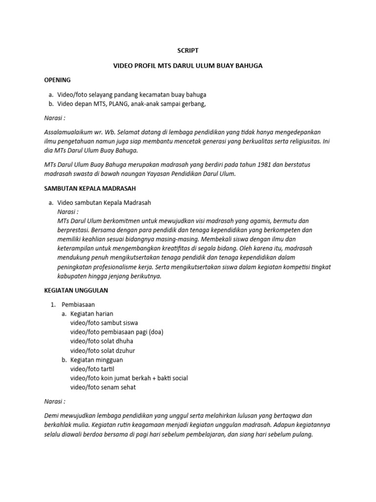 Script Profil MTS Du BB | PDF | Karier & Perkembangan | Kesehatan Holistik