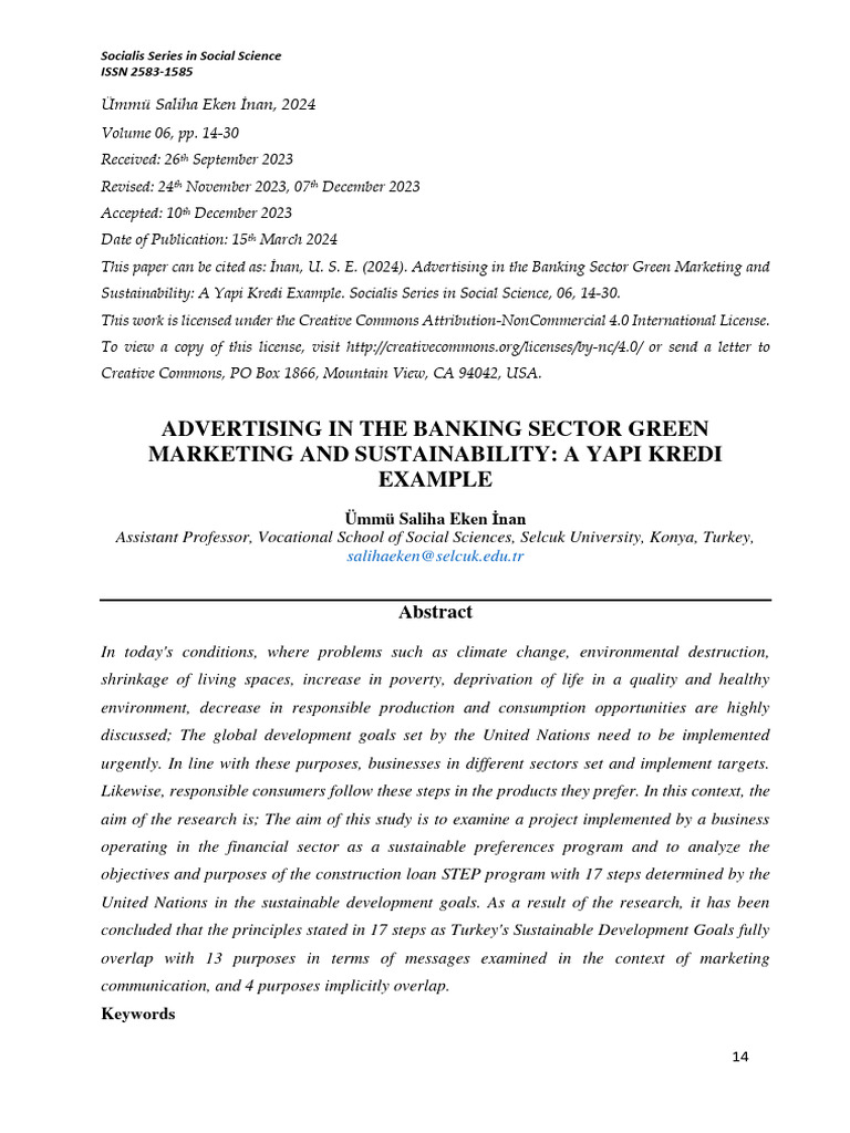 Advertising in The Banking Sector Green Marketing and Sustainability: A ...
