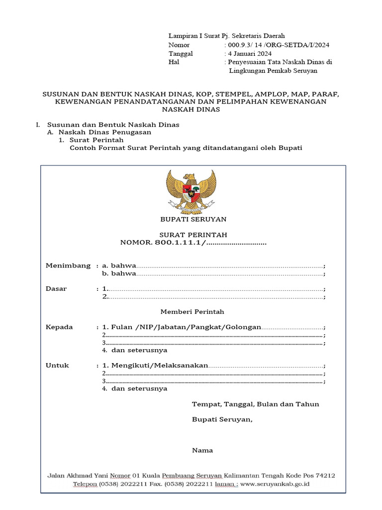 Surat Tata Naskah Dinas | PDF