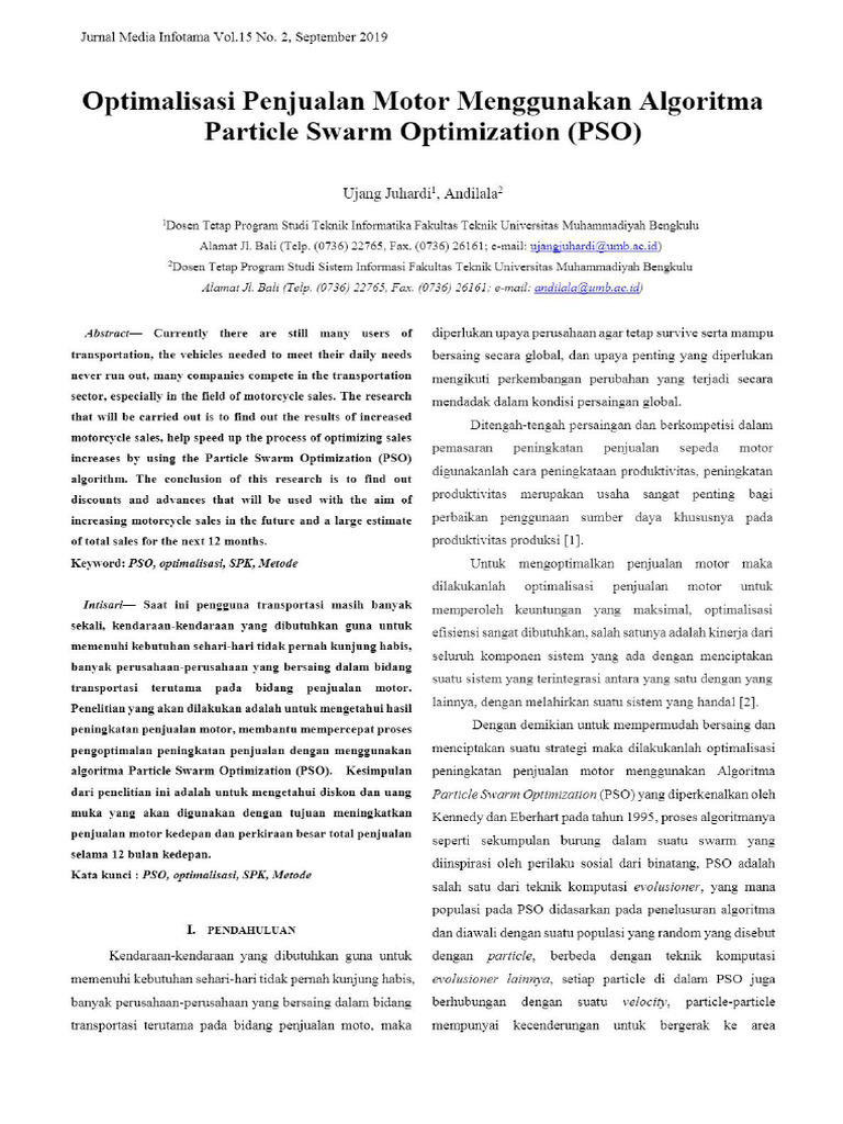 Optimalisasi Penjualan Motor Menggunaka... Timization (PSO) - PDF ... Optimalisasi Penjualan Motor Menggunaka... Timization (PSO) - PDF ...