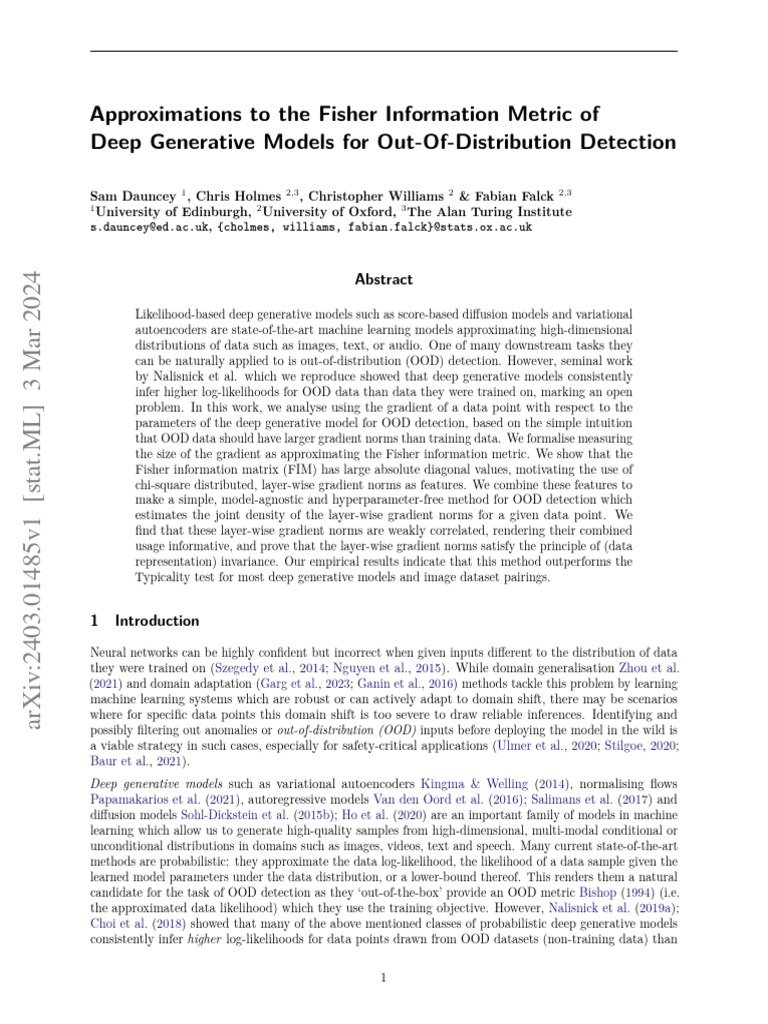 Approximations To The Fisher Information Metric of Deep Generative Models For Out-Of ...