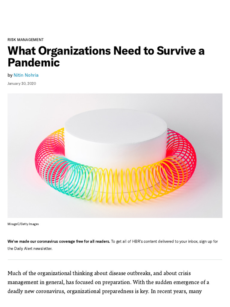 What Organizations Need To Survive A Pandemic | PDF | Risk | Emergency ...