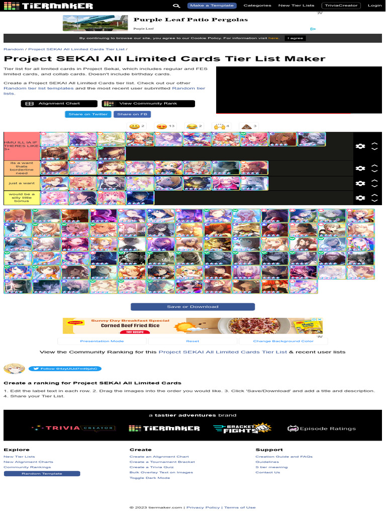 Project SEKAI Limited Cards Tier List | PDF