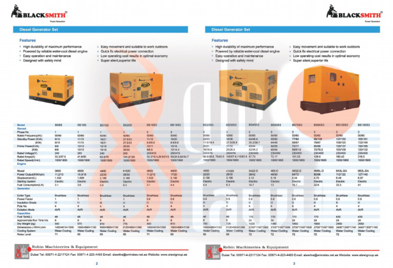 Blacksmith Diesel Generator Catalogue | PDF