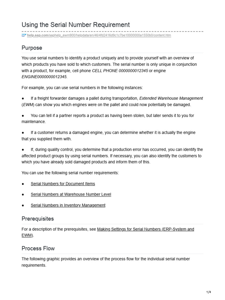 EWM-Using The Serial Number Requirement | PDF | Warehouse | Enterprise ...