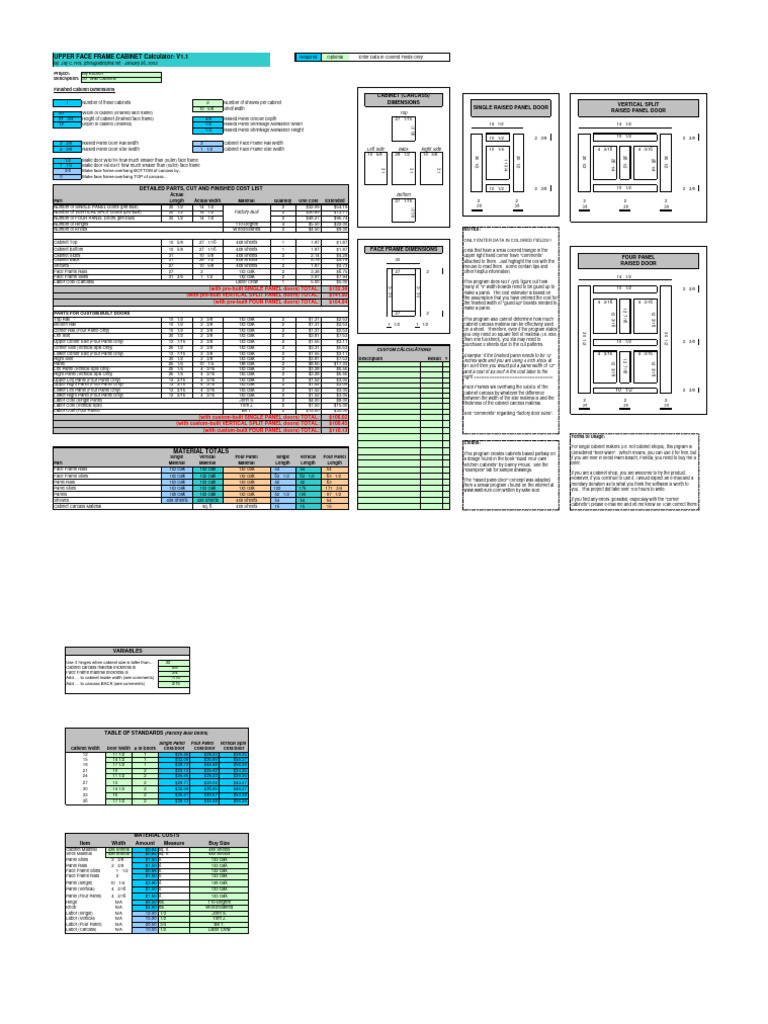 Cabinet Calculator | PDF | Cabinetry | Door