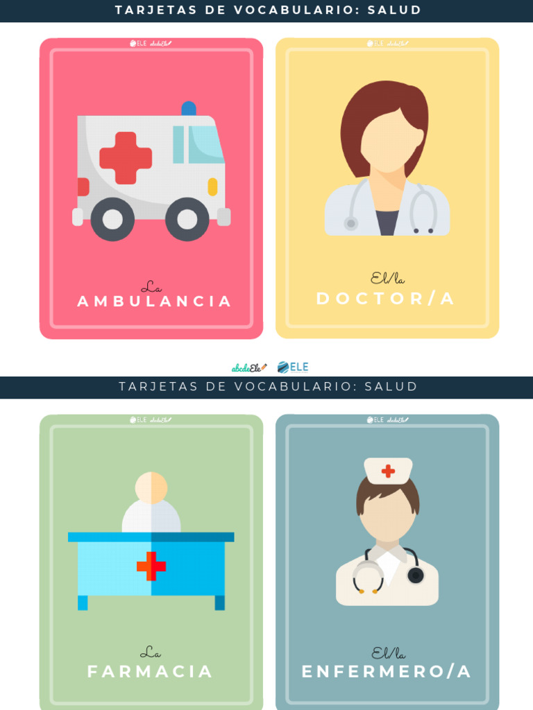 7.-Tarjetas de Vocabulario Salud | PDF | Salud y bienestar | Ciencia y ...
