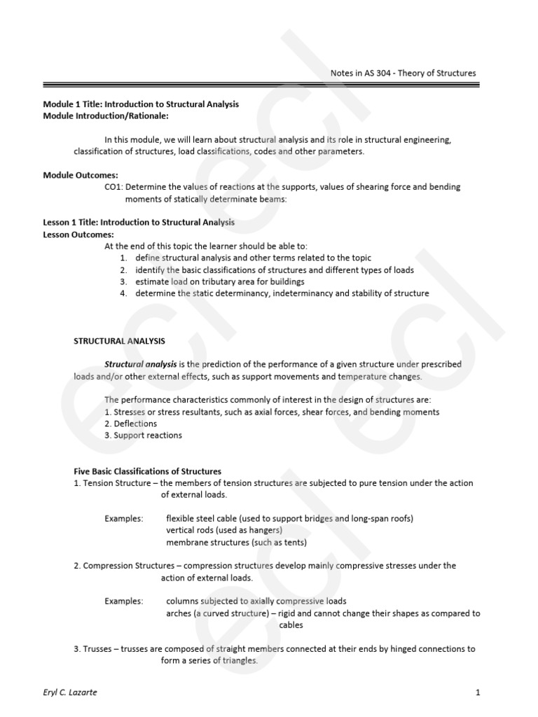 Structural Analysis Essentials | PDF | Structural Analysis | Bending