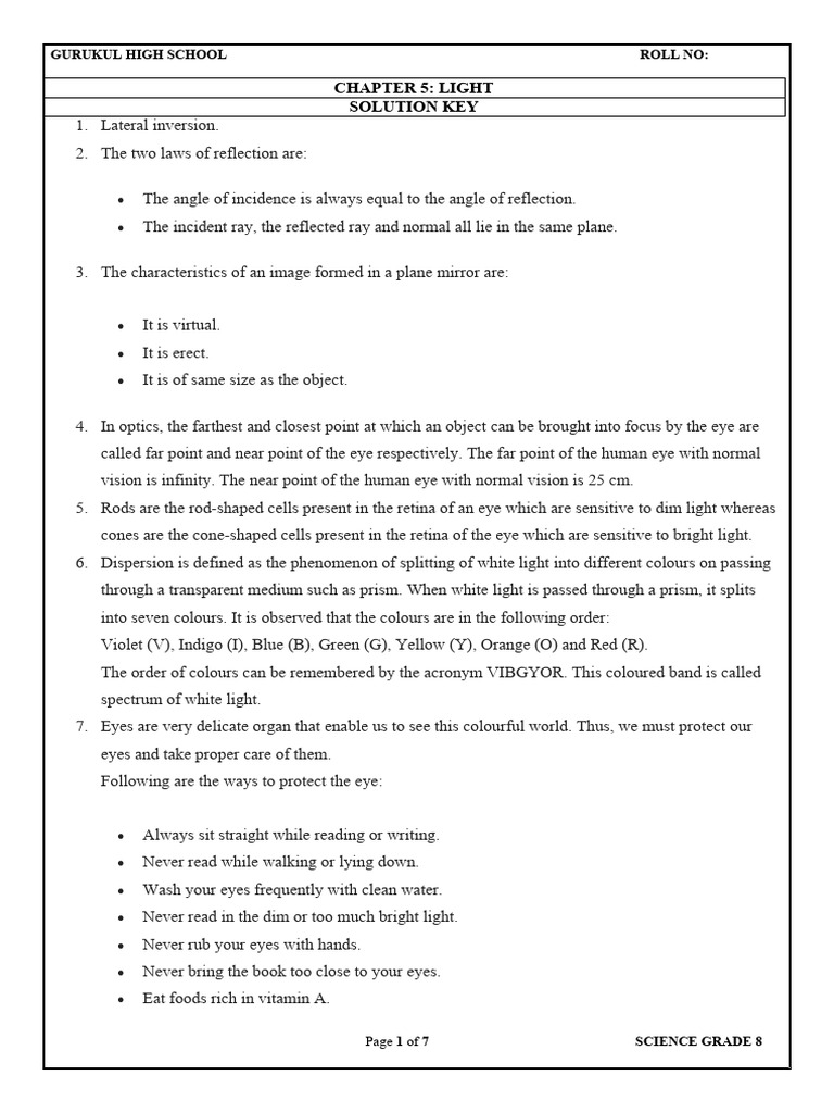 8 Light - Solution | PDF | Eye | Cataract
