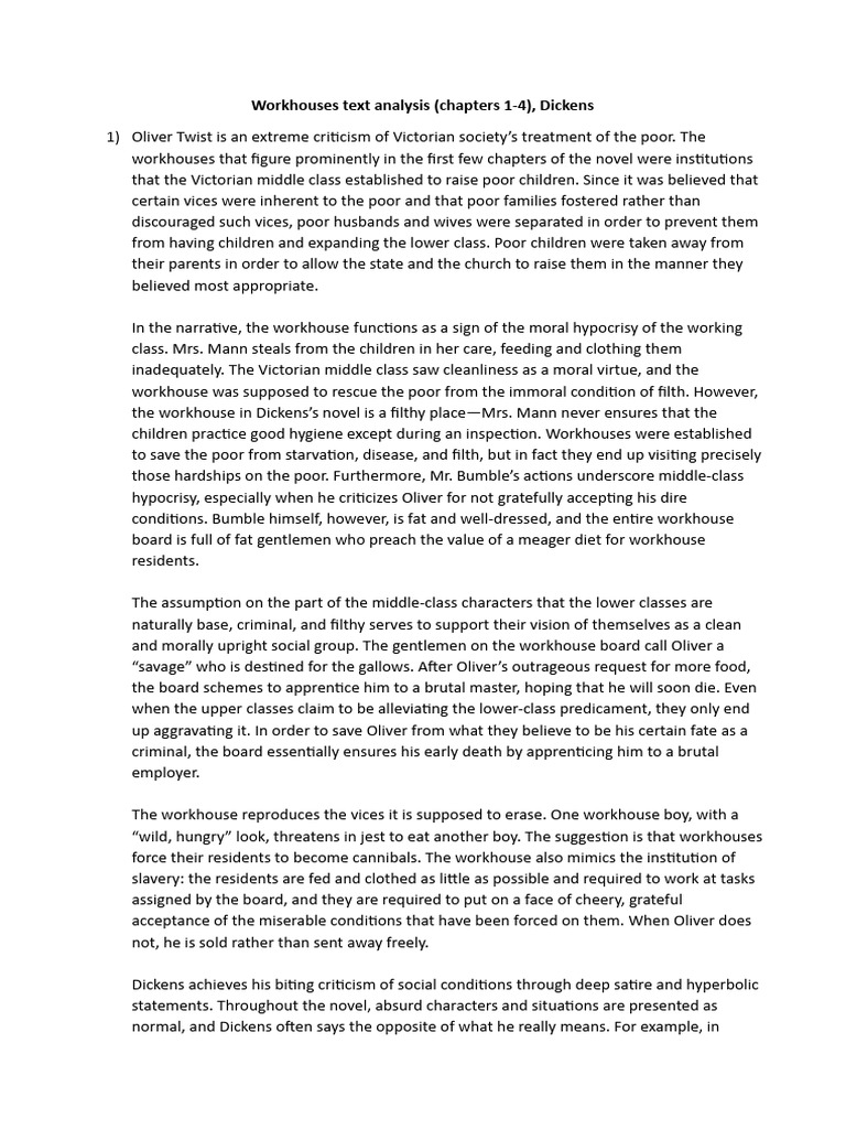 Dickens - Workhouses Text Analysis | PDF | Narration | Oliver Twist