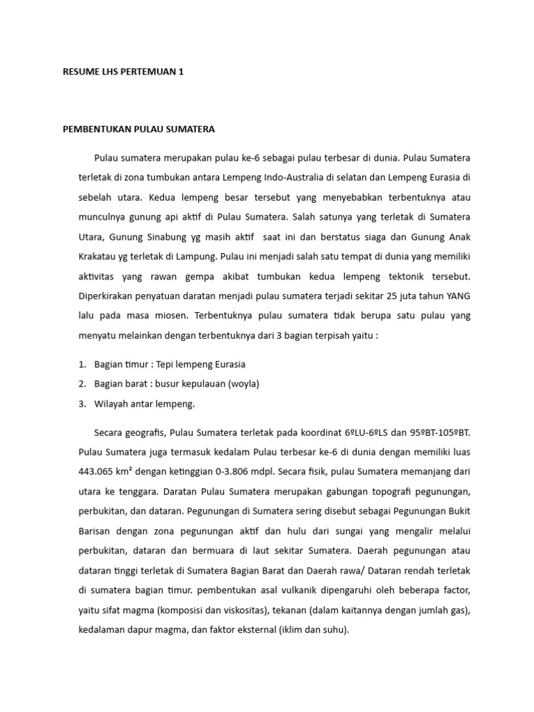 Resume Lhs Pertemuan 1 | PDF