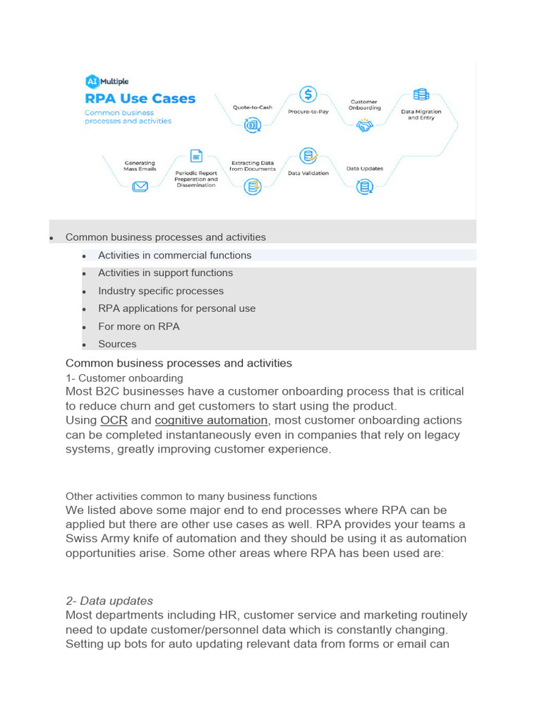Common Business Processes and activities-RPA | PDF | Automation | Customer Relationship Management