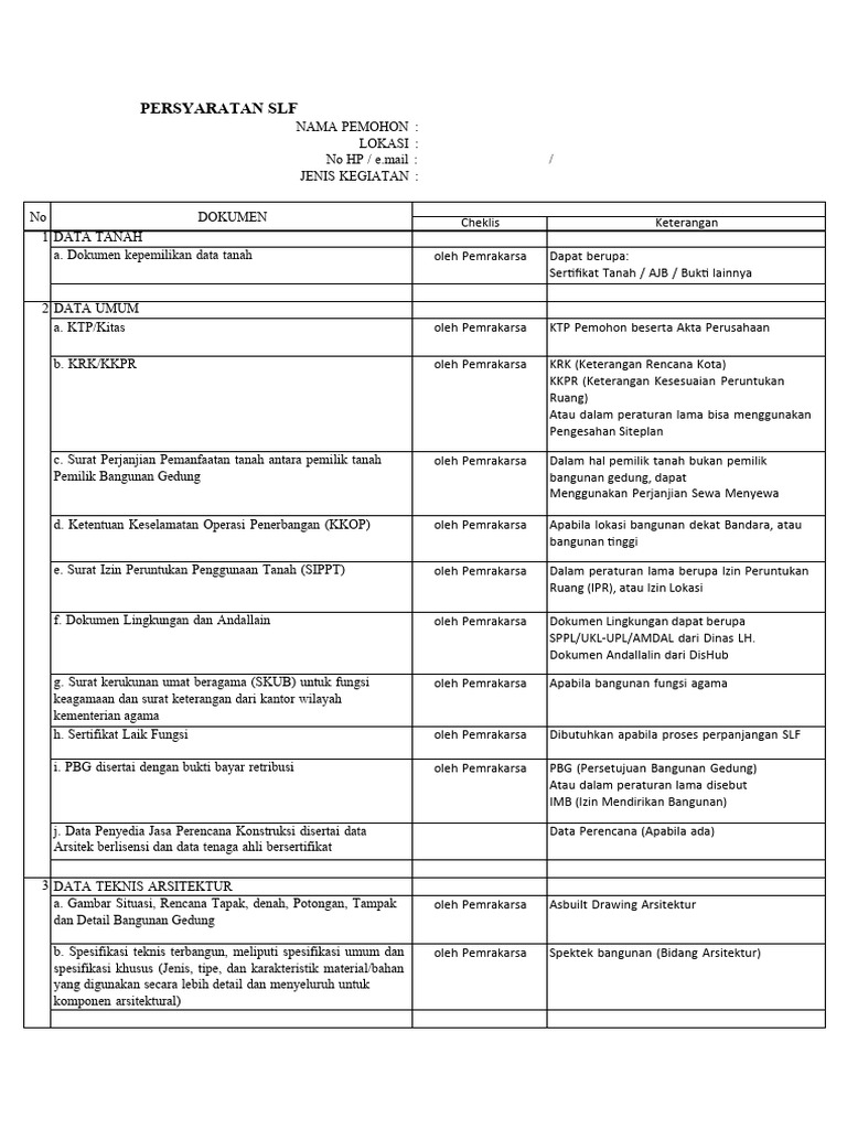 Persyaratan SLF | PDF