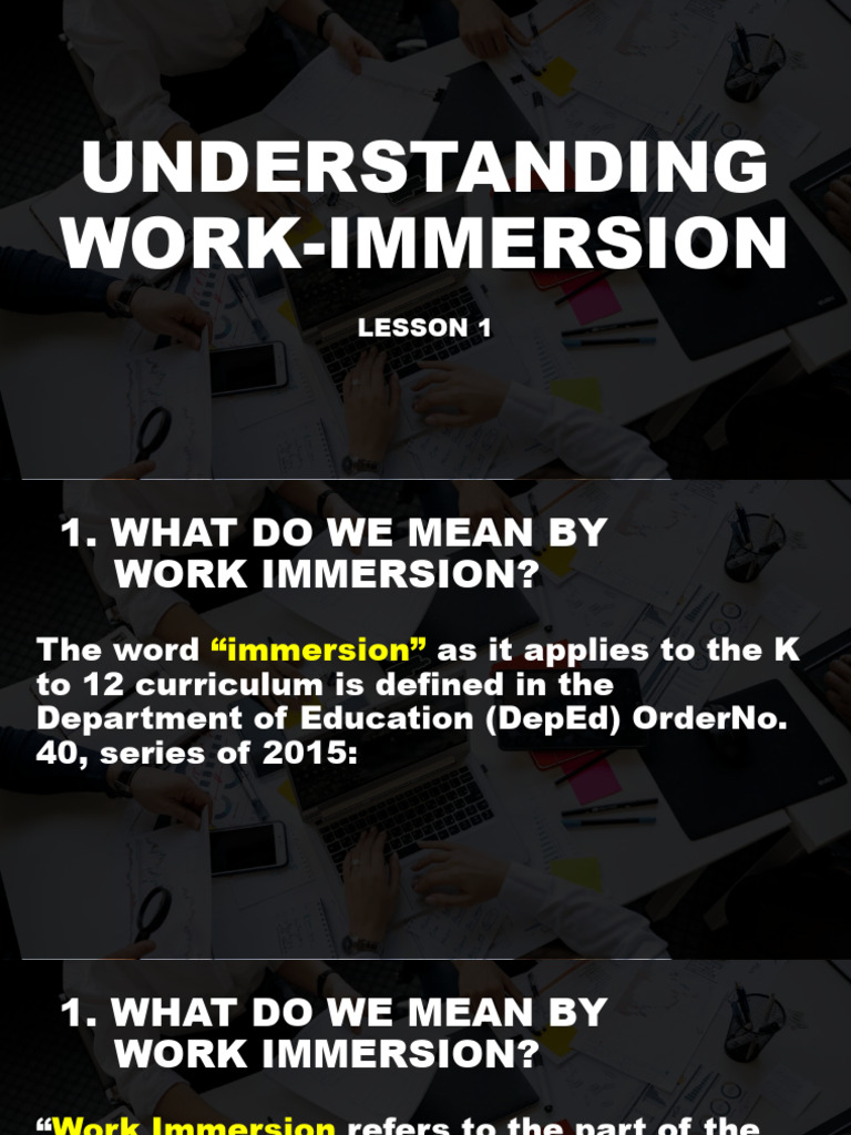 Lesson 1 Work Immersion | PDF | Behavior | Employment