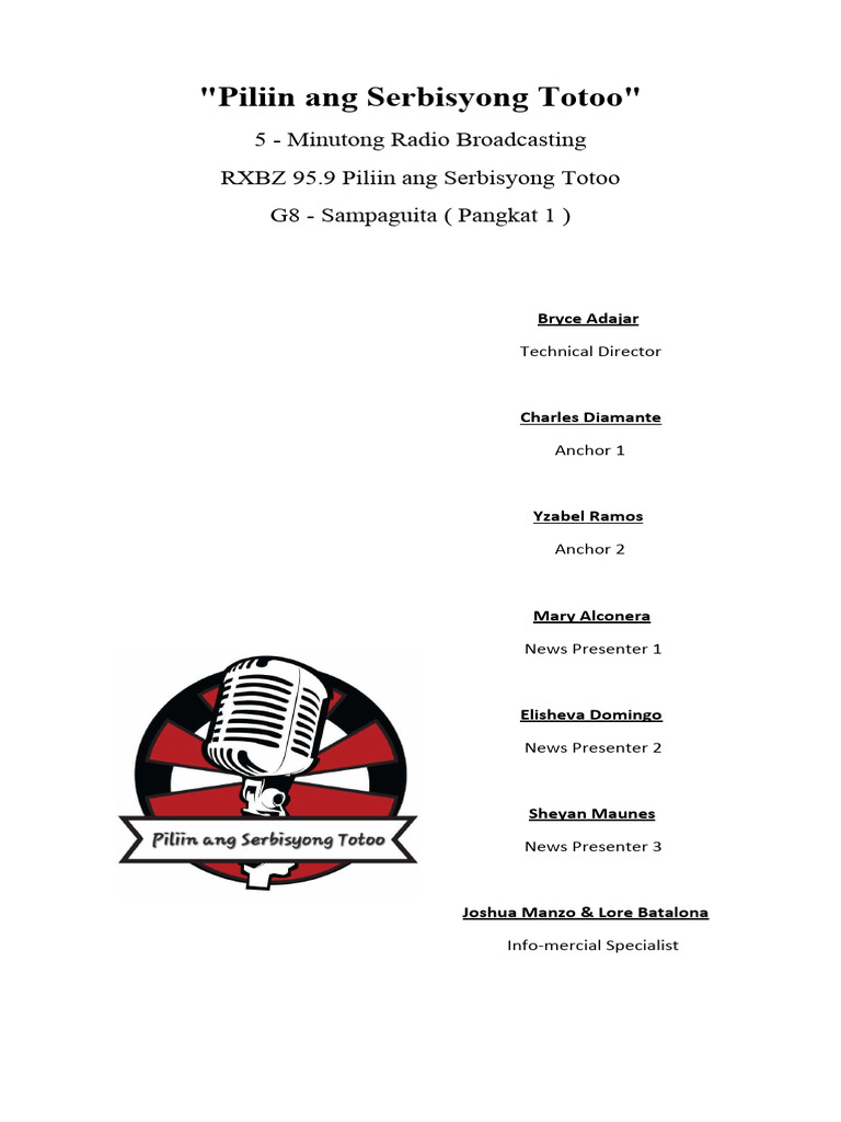 Filipino Radio Broadcasting Script | PDF