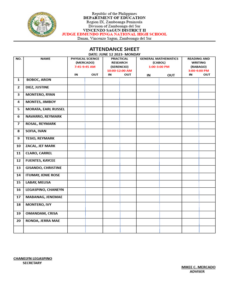Class Attendance | PDF