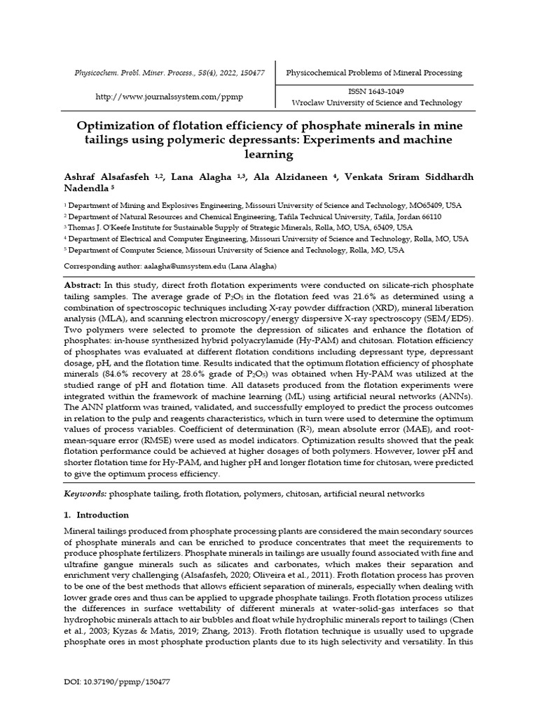 Optimization of Flotation Efficienc | Download Free PDF | Artificial Neural Network | Minerals