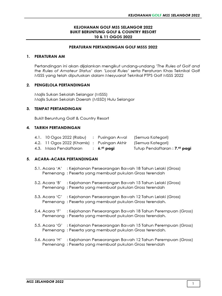Peraturan Pertandingan | PDF