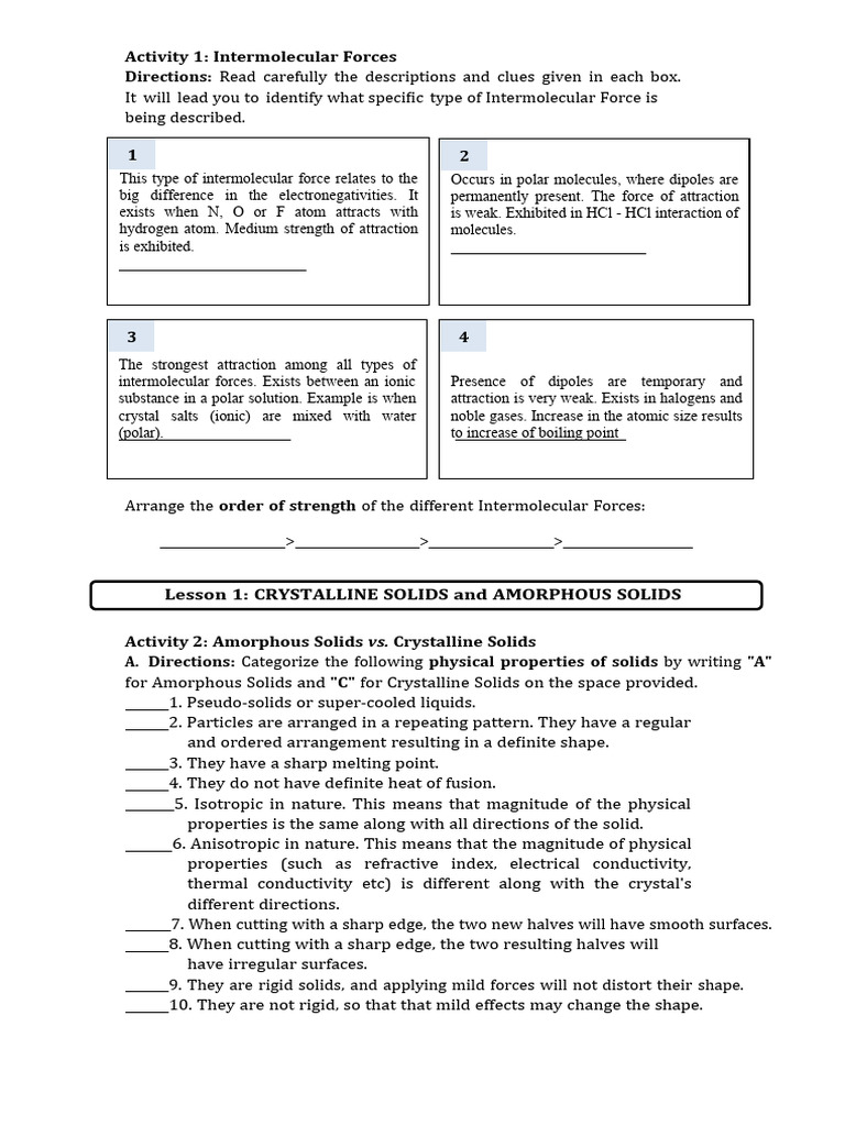Gen Chem 2 Module 2 Activity | PDF