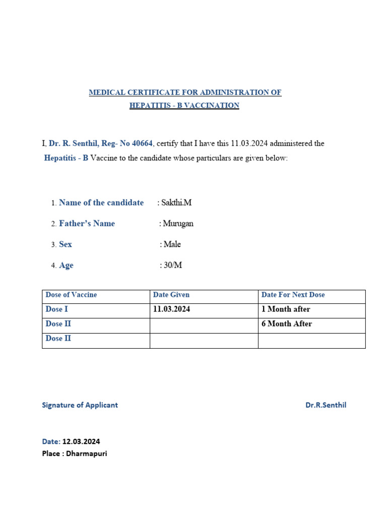 Medical Certificate For Administration of | PDF