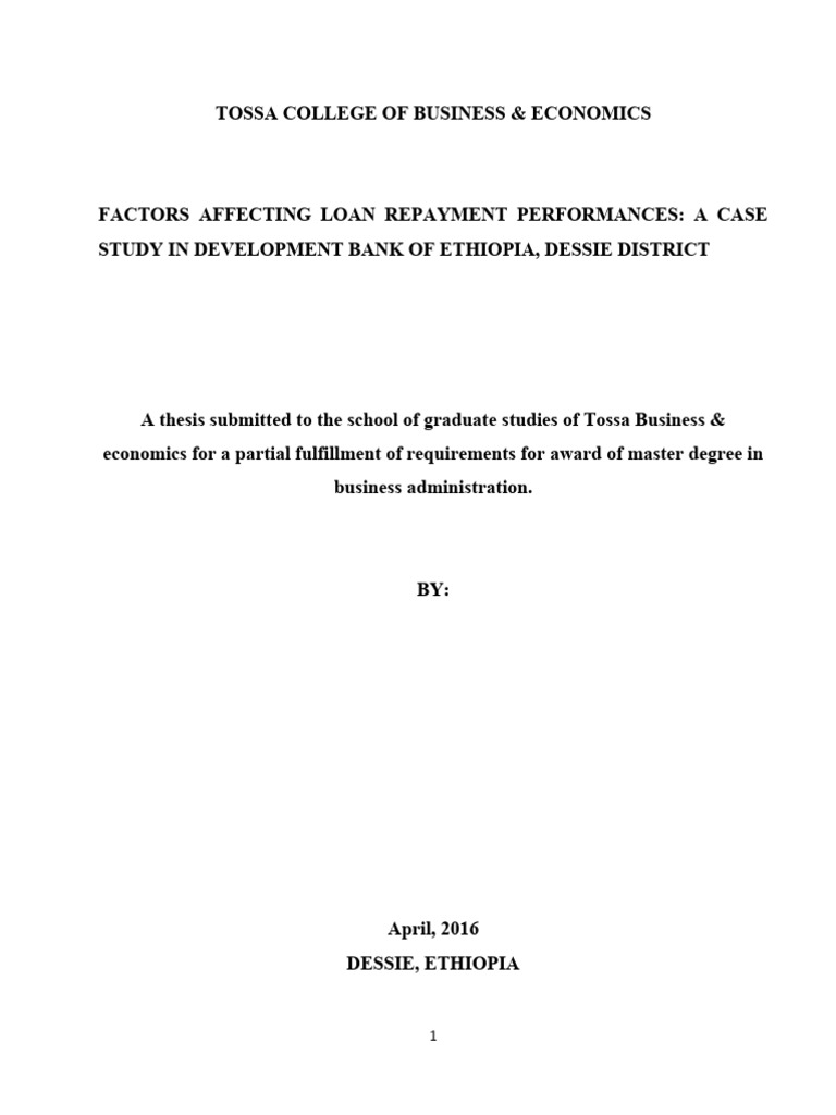 Thesis for title one | PDF | Banks | Credit