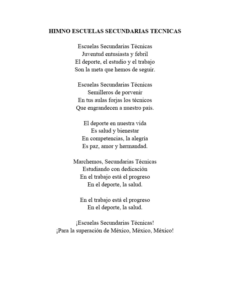 Himno Escuelas Secundarias Tecnicas | PDF