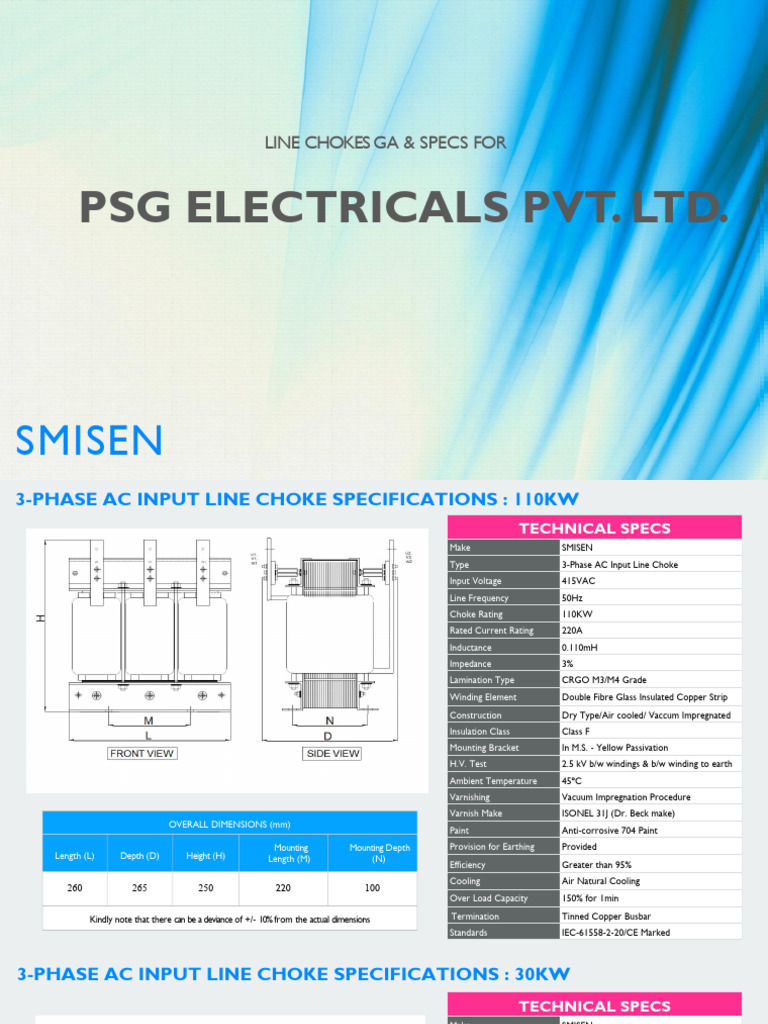 Smisen 3-Phase AC Line Choke Specs | PDF | Insulator (Electricity ...