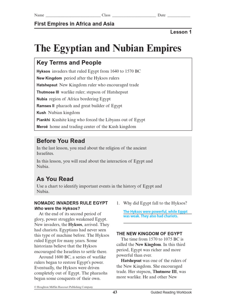 The Egyptian and Nubian Answer Sheet | PDF | History