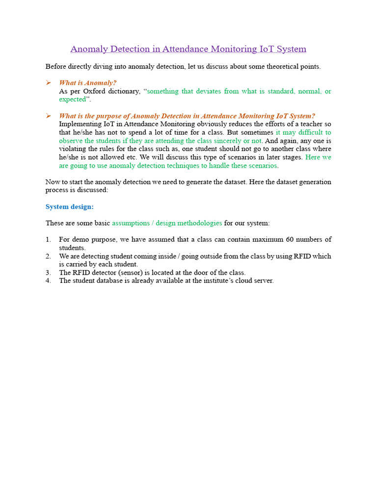 Anomaly Detection in Attendance Monitoring IoT System | PDF | Internet Of Things | Sensor