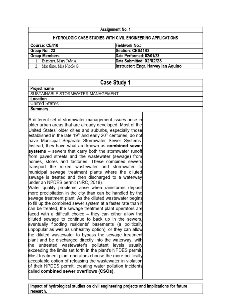 Hydrologic Case Studies With Civil Engineering Applications | PDF ...
