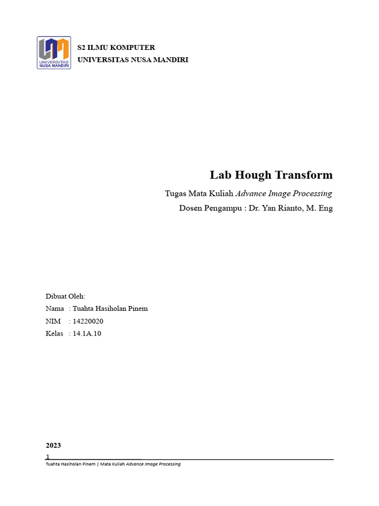 Lab Hough Transform - Tuahta Hasiholan | PDF