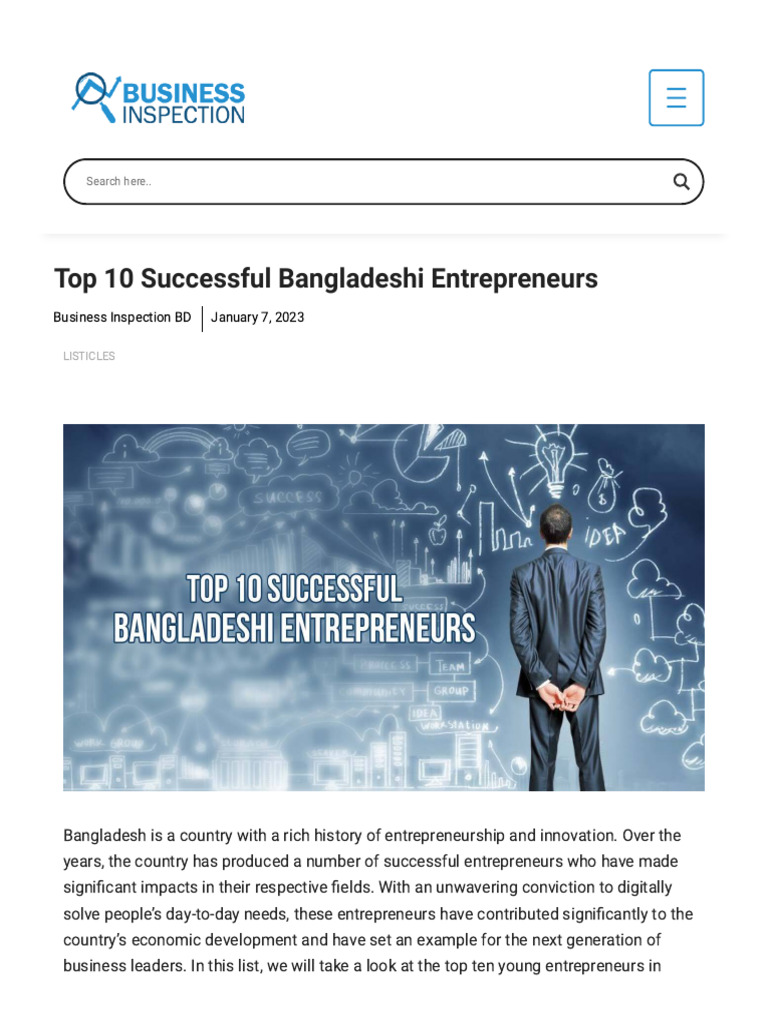 Top 10 Successful Bangladeshi Entrepreneurs - Business Inspection BD ...