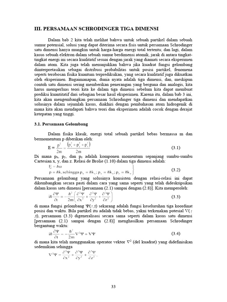 Persamaan Schrodinger Tiga Dimensi | PDF