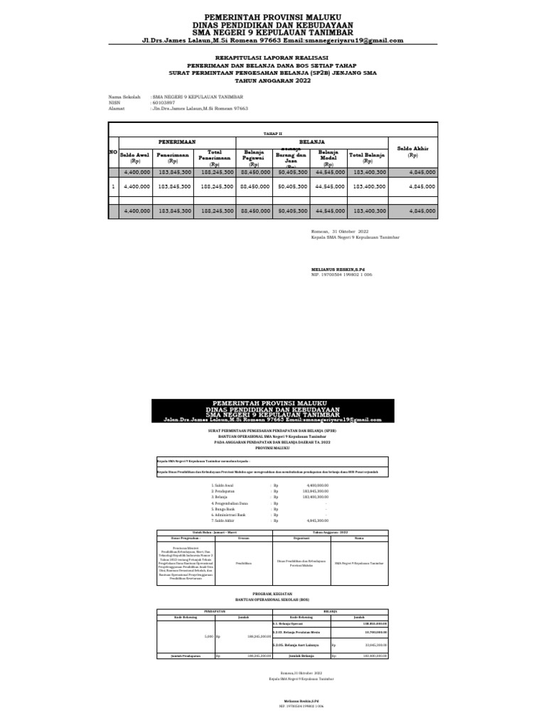 Form Sp2b Dan Sp3b Bos 2022 | PDF