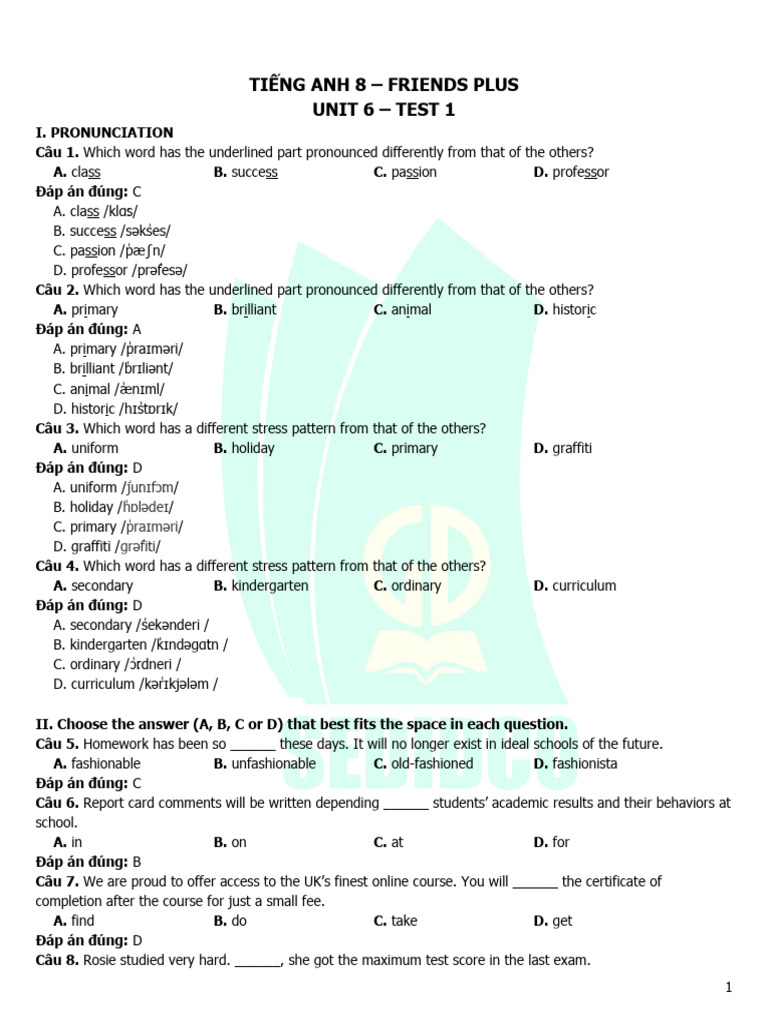 Friends Plus 8 Unit 6 Test 1 | PDF | Educational Technology | Learning