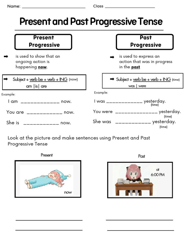 Present and Past Progressive WS - 1g | PDF | Syntax | Grammar