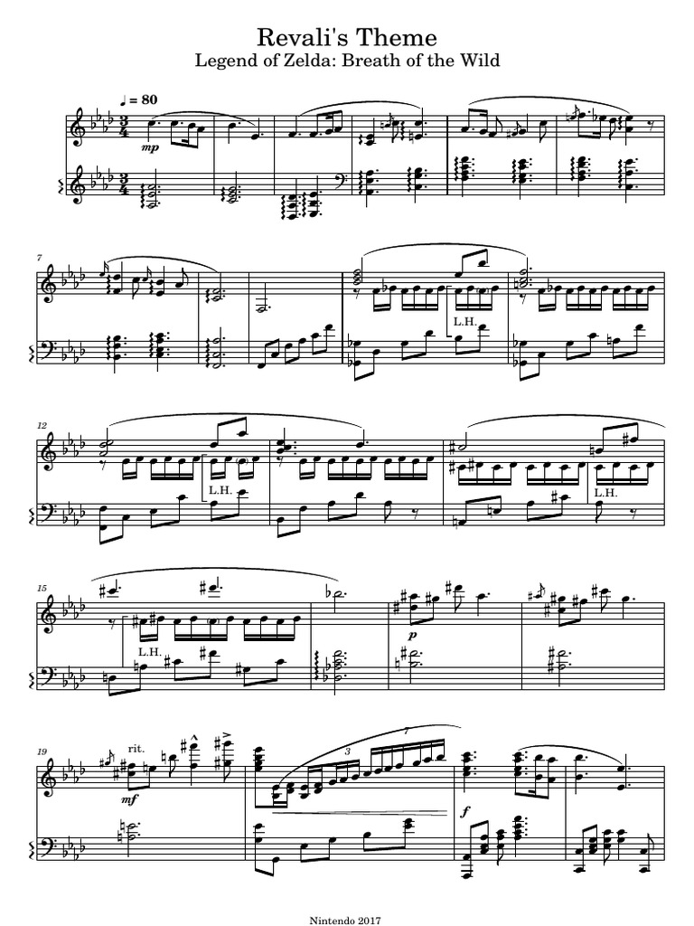 Revalis Theme Breath of The Wild Piano Solo | PDF