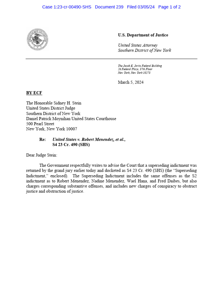 Indictment: Menendez Corruption Case | PDF | Government