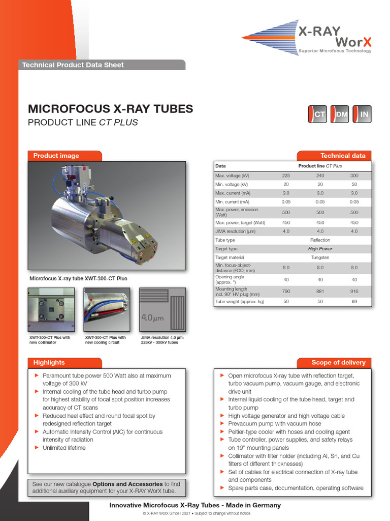 CT Plus Microfocus X-Ray Tubes Guide | PDF | Vacuum Tube | X Ray