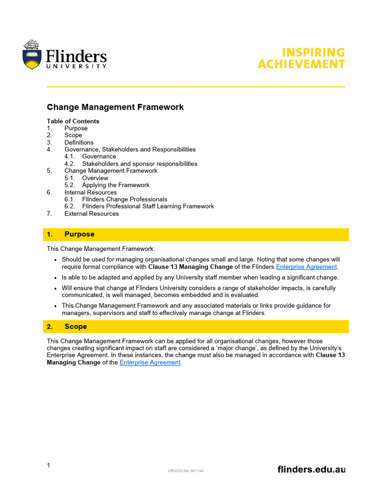 Change Management Framework | PDF | Change Management | Governance