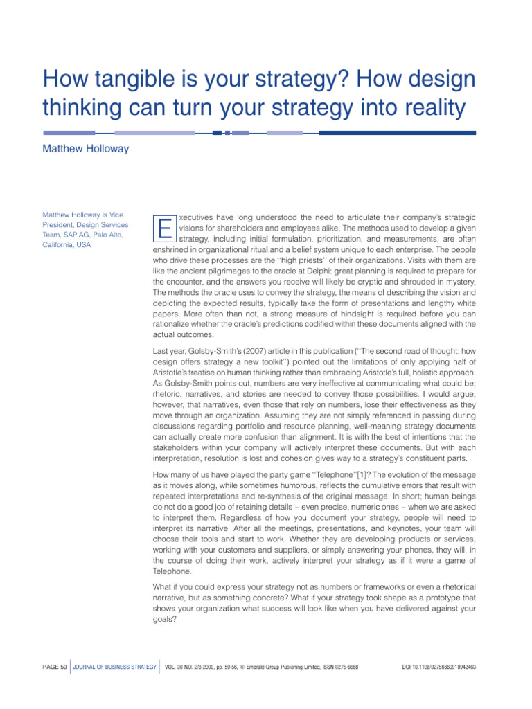 How Tangible Is Your Strategy | PDF | Design Thinking | Prototype