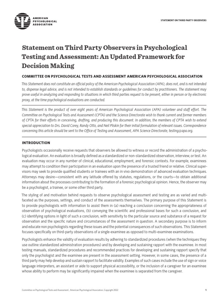 Third Party Observers | PDF | American Psychological Association ...