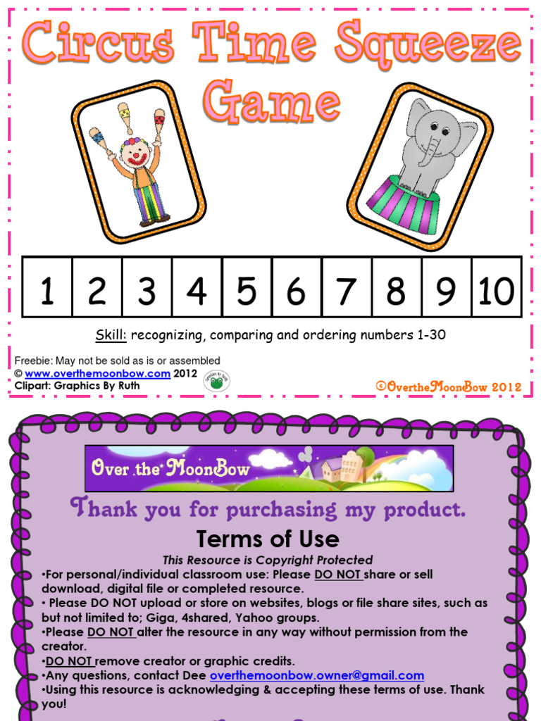 Circus Time Squeeze Number Game | PDF