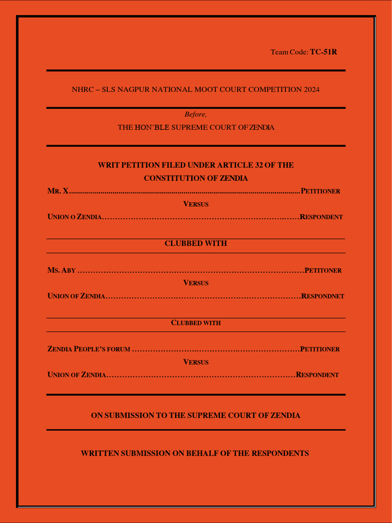 Team Code: TC-51R: Before | PDF | Common Law | Elections