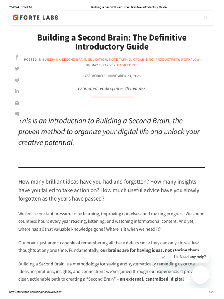Building a Second Brain Method Guide | PDF | Information | Knowledge