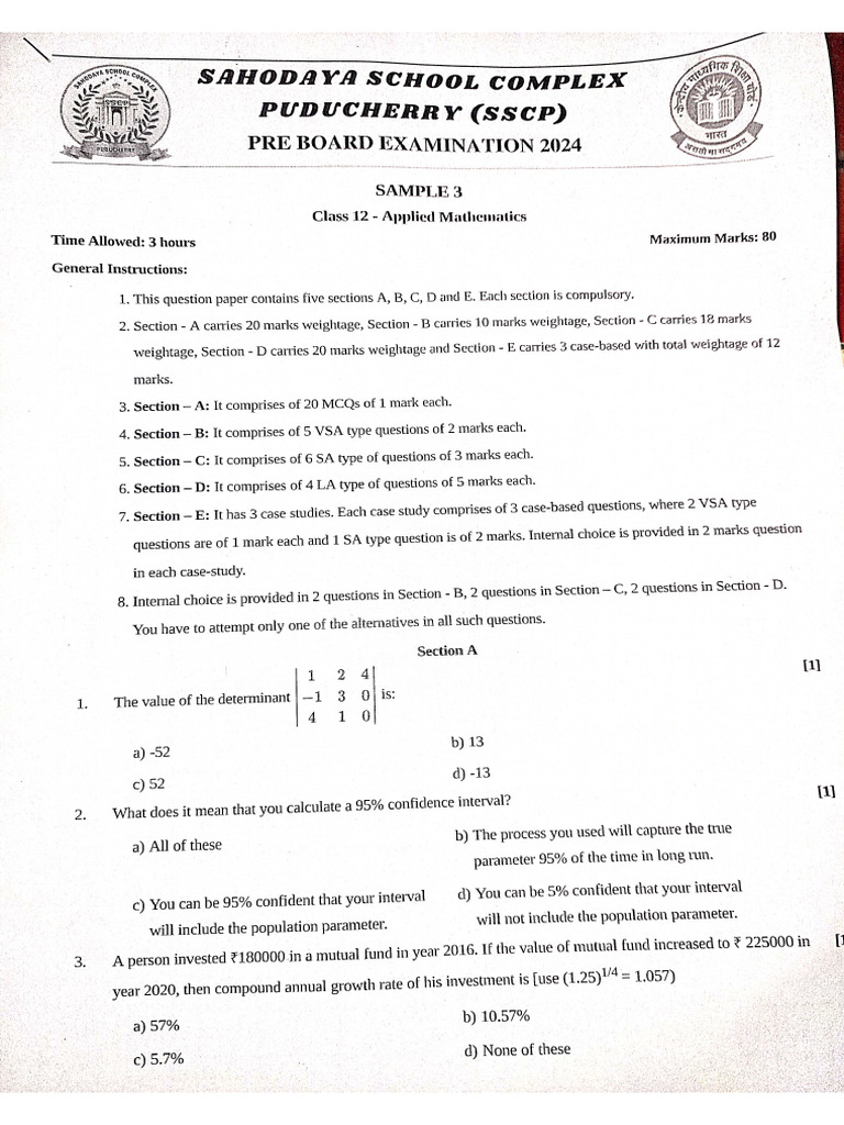 Sahodaya Pre Board - Set 3 | PDF