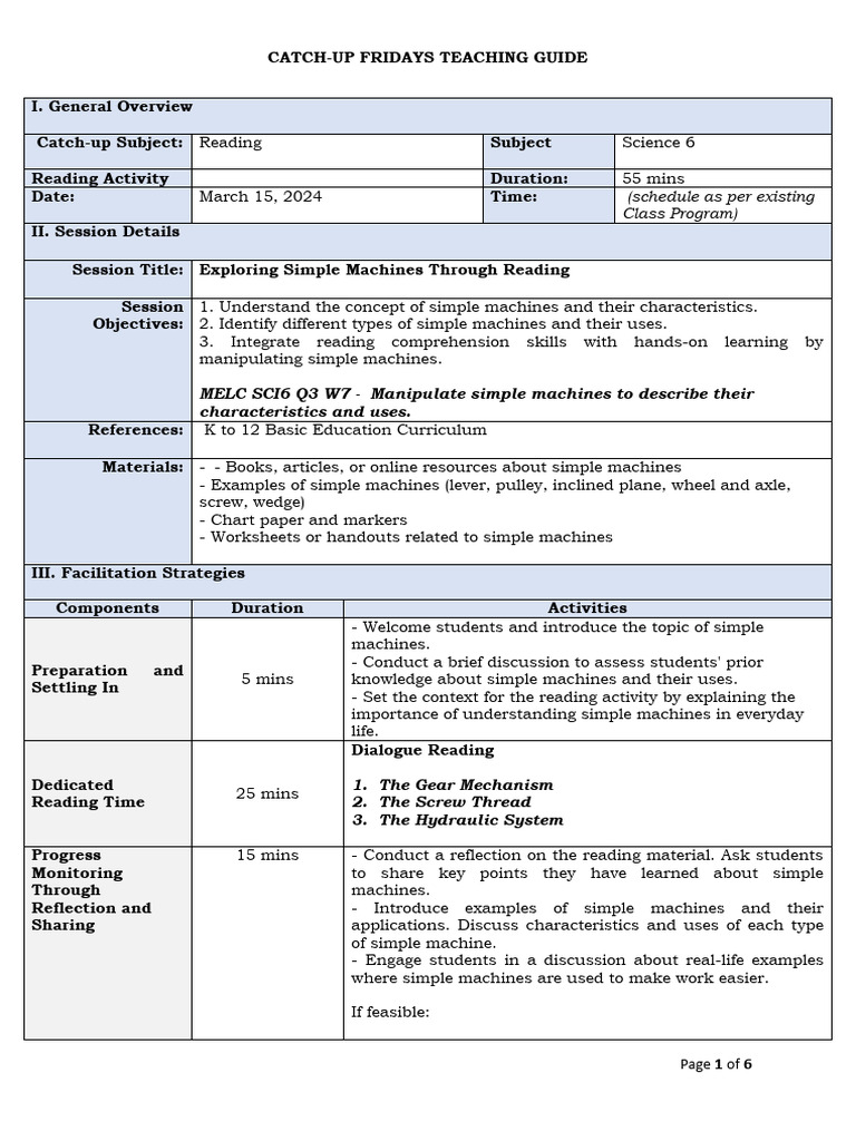 g6 Science w7 - Cuf | Download Free PDF | Gear | Screw