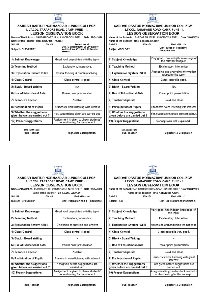 Lesson Observation SMR | PDF | Teaching Method | Teachers