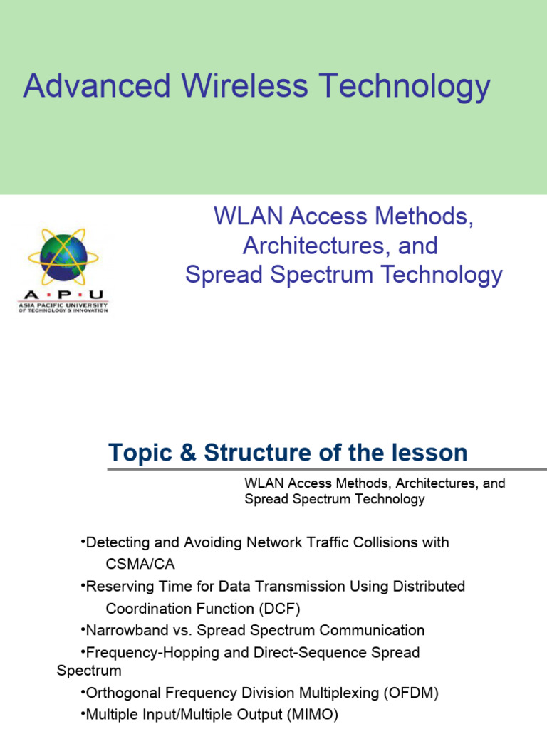 05-AWT-WLAN Access Methods, Architectures, and Spread Spectrum Technology | PDF | Ieee 802.11 ...
