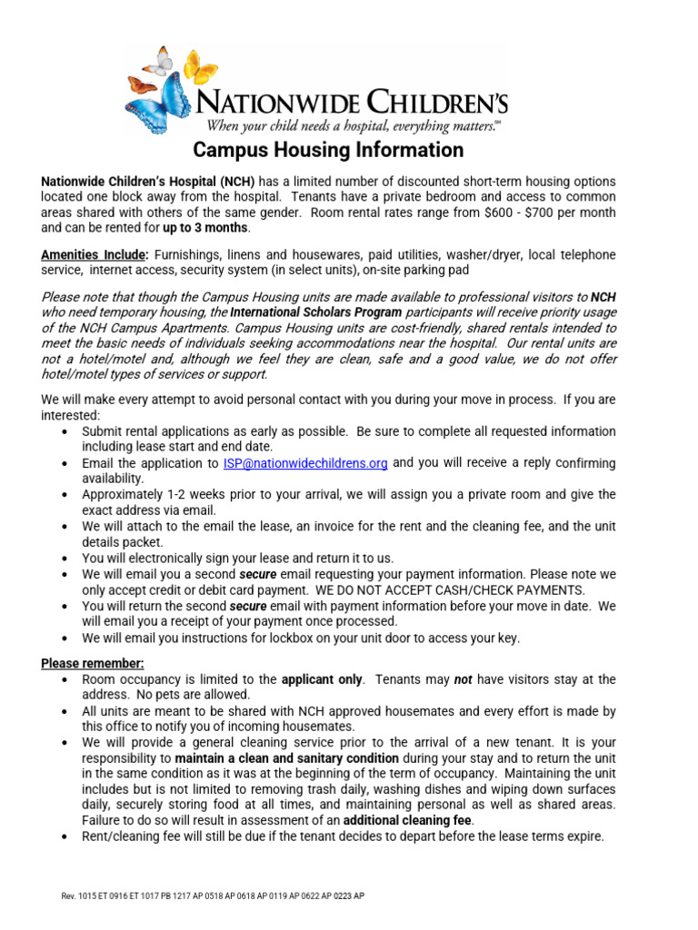 Campus Housing Application - 2023 | PDF | Renting | Lease